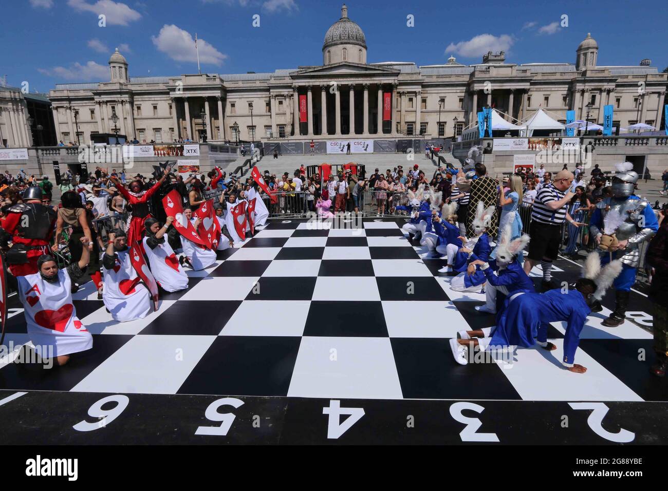 London 18 July 2021 Chess fest in Trafalgar Square, A Giant leap from ...