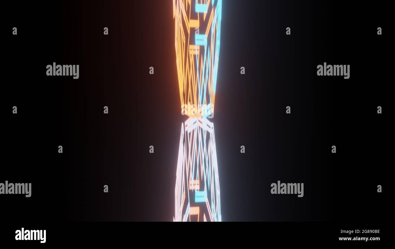 A 3D rendering of a beautiful colorful abstract sci-fi object moving in ...