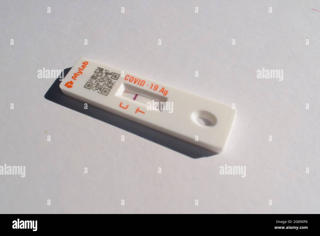 Covid-19 disease rapid antigen nasal testing kit. Testing done at home ...