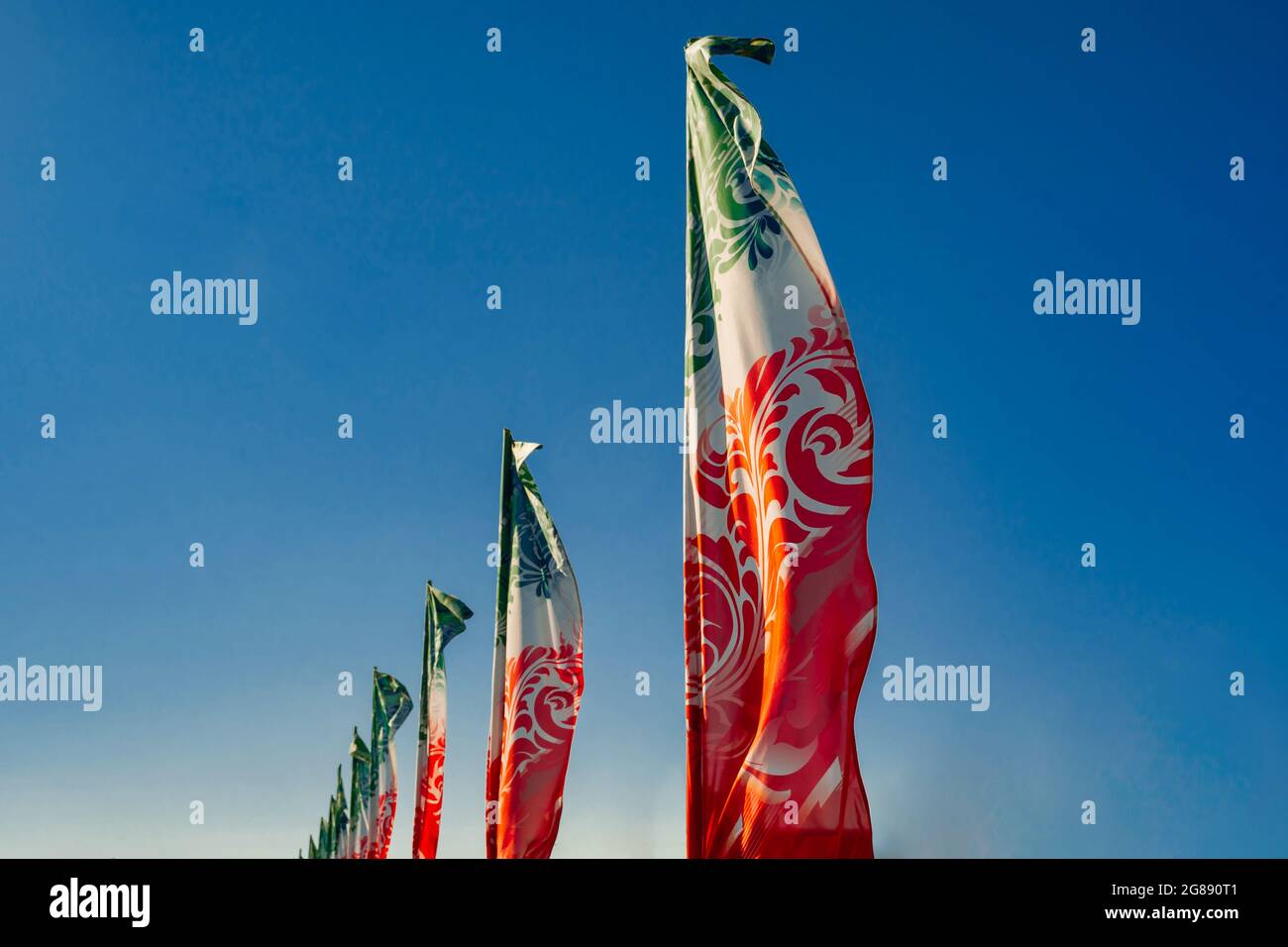 Flags of the Tatar people waving on the wind. Tatarstan Republic. Tatar ...