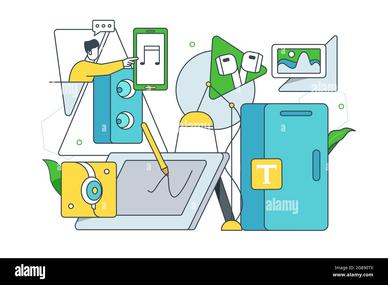 Modern devices online communication Stock Vector Images - Alamy