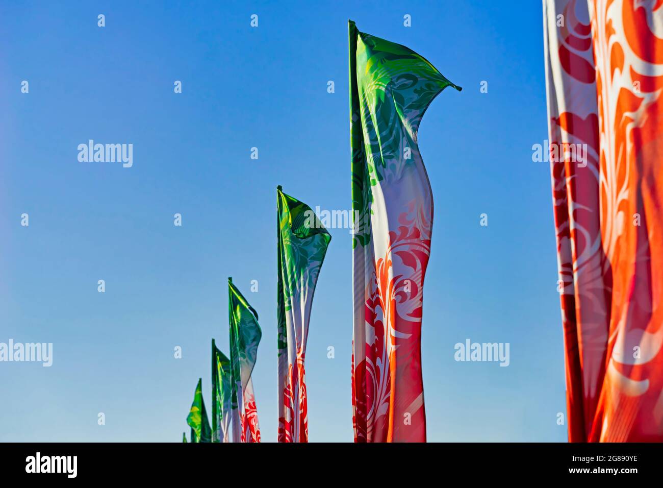 Flags of the Tatar people waving on the wind. Tatarstan Republic. Tatar ...