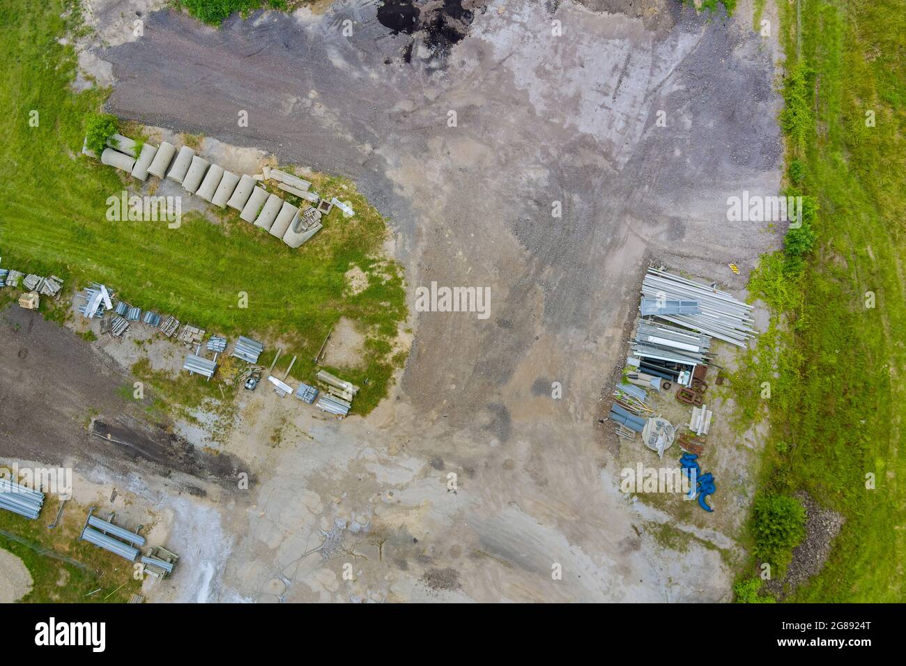 Construction of concrete pipe of drainage system work on the road for ...