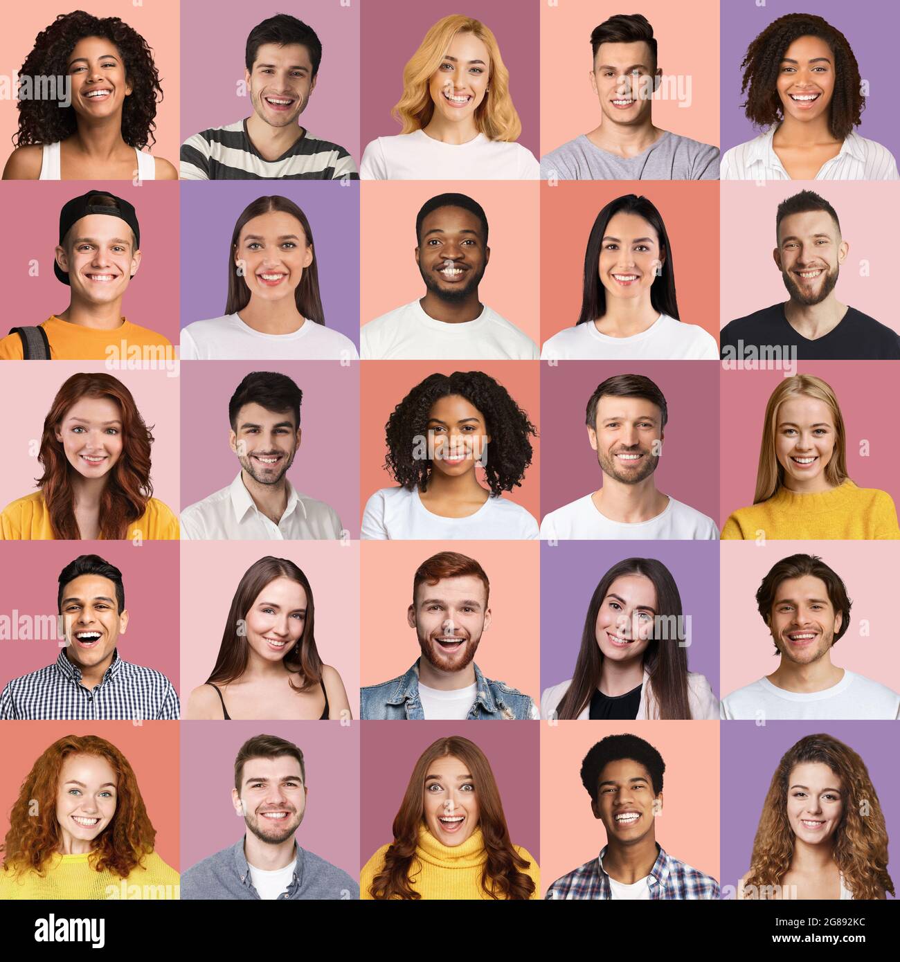 Happy people in casual outfits, set of closeup portraits Stock Photo ...