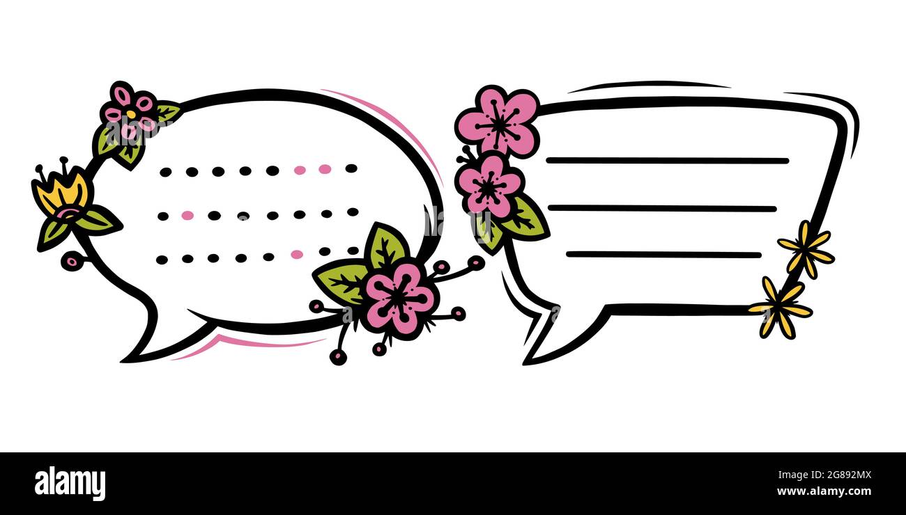 Floral speech bubbles or labels for scrapbooks decoration. Frames with ...