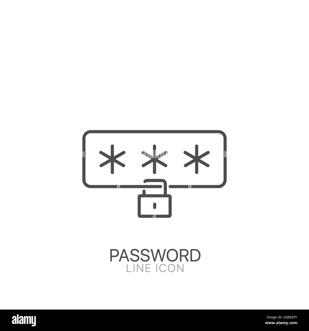 Password field line art vector icon for apps and websites. Outline ...