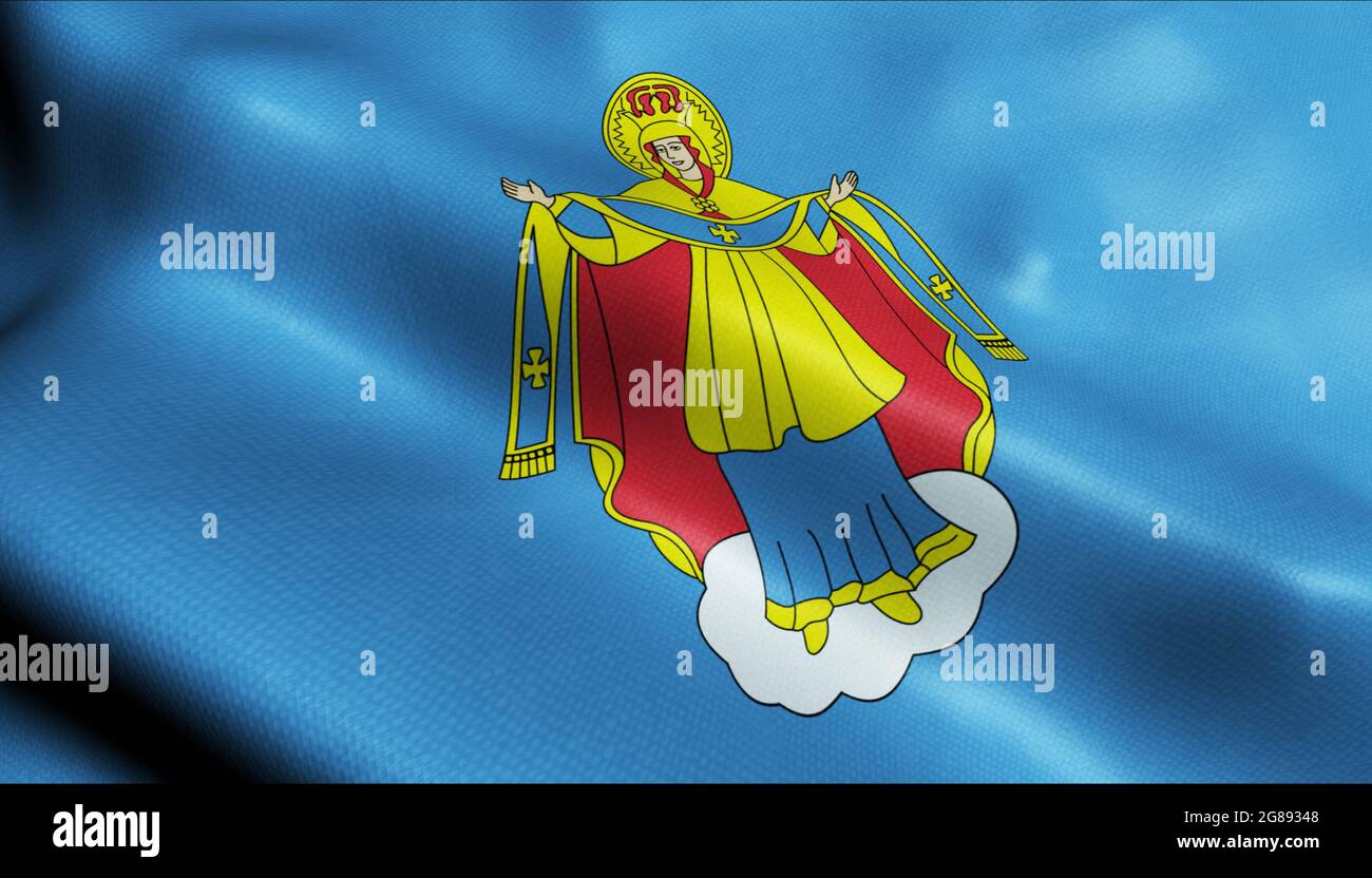 3D Illustration of a waving Belarus city flag of Maladzyechna Stock ...