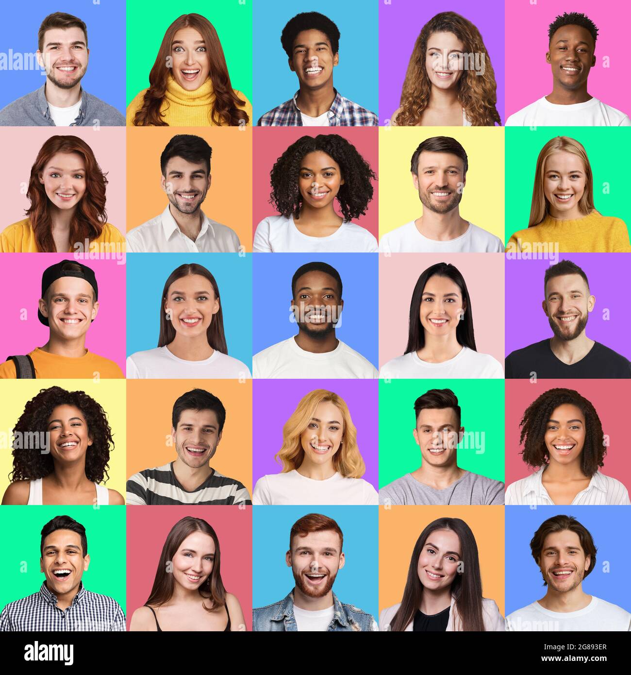 Beautiful multiracial people showing positive emotions, set of ...