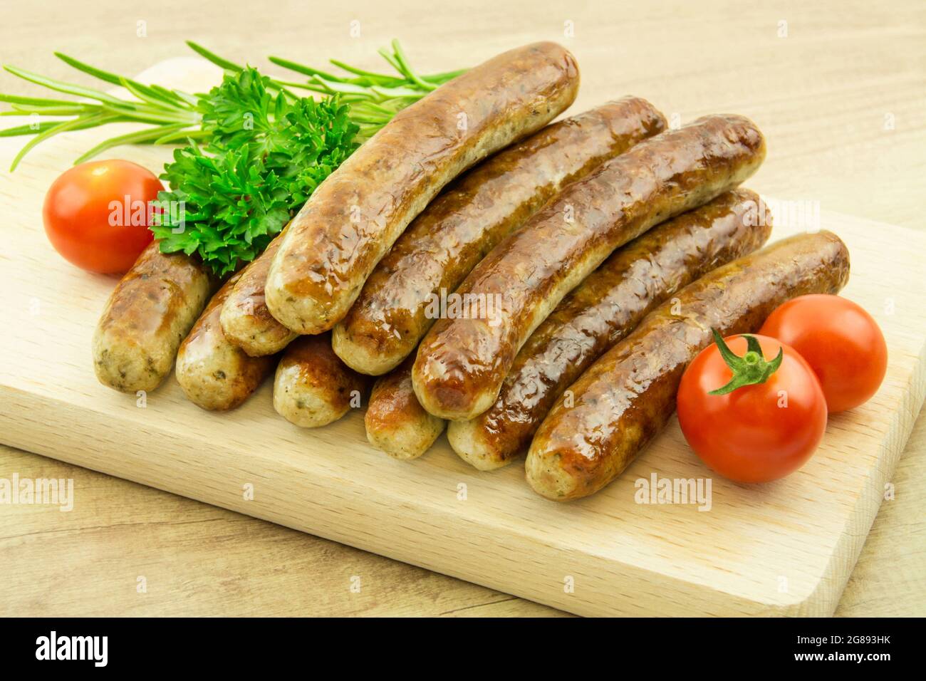 Ten Nuernberger sausages isolated against white background Stock Photo ...