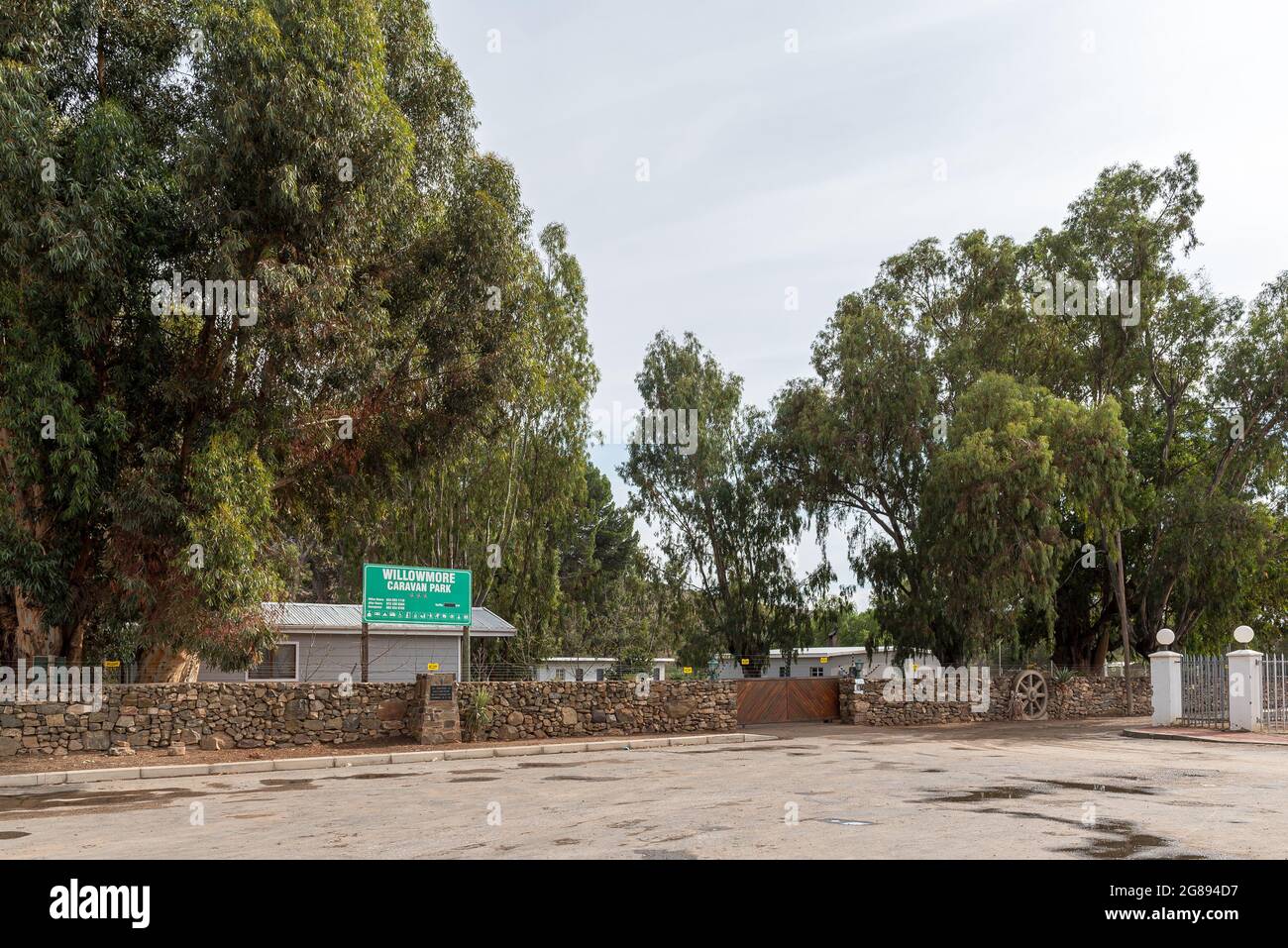 WILLOWMORE, SOUTH AFRICA - APRIL 21, 2021: Entrance to the caravan park ...
