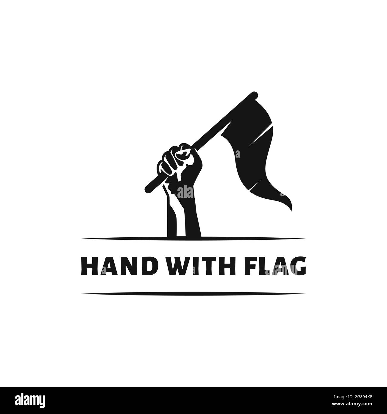 Hands clenched holding flag, power symbol, strength icon logo vector ...