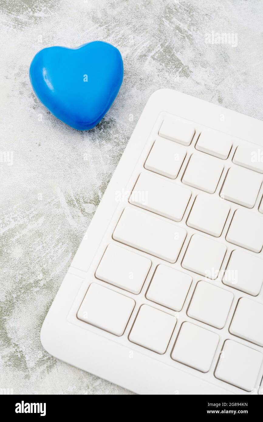 Blue heart + white Qwerty keyboard for Blue Monday, feeling gloomy ...