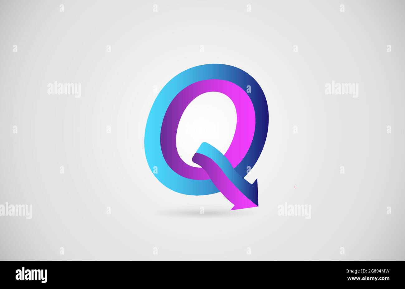 Q arrow alphabet letter logo for business and company in blue and pink ...