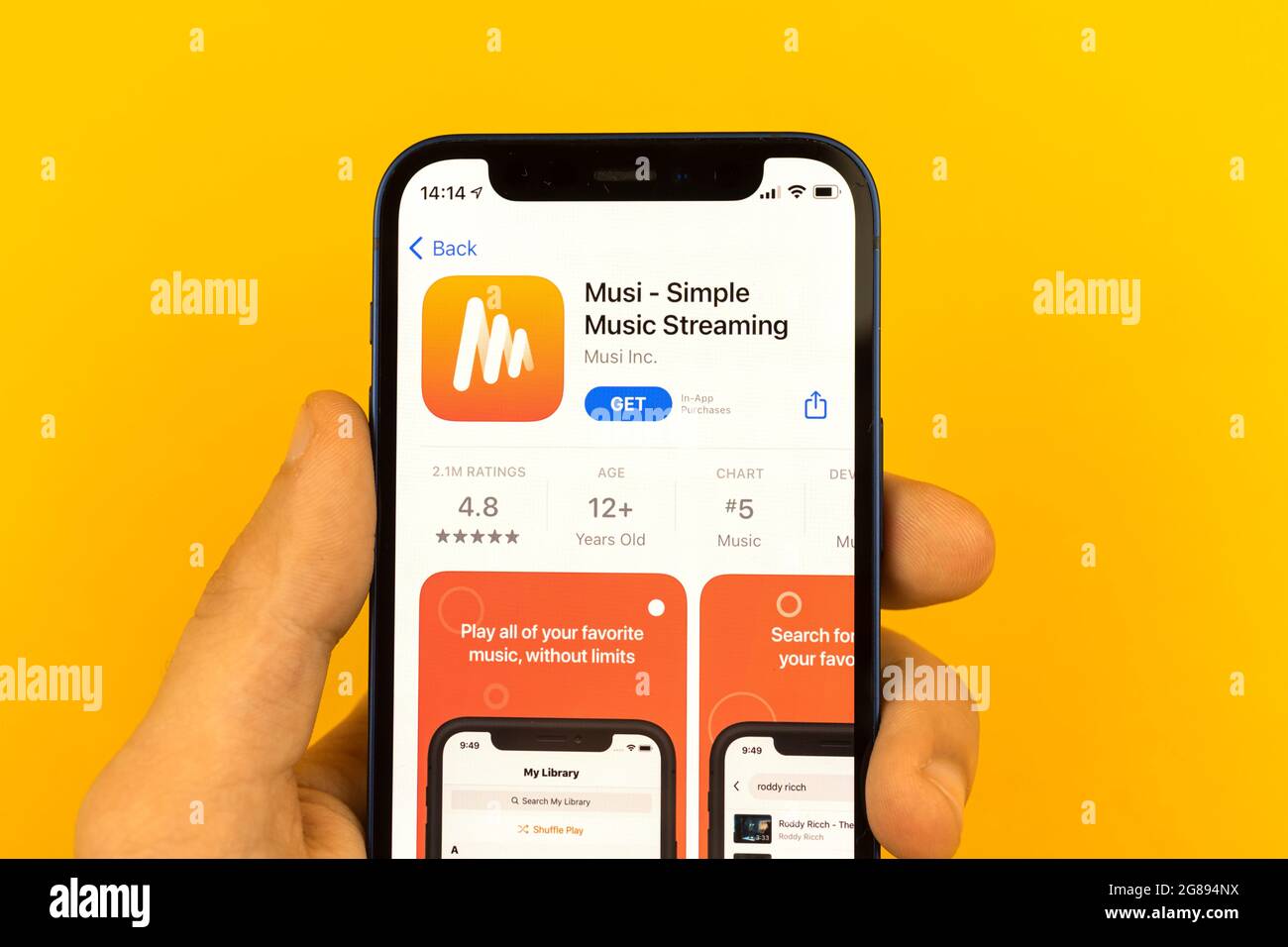 Kharkov, Ukraine - July 2, 2021: Man using Musi app, Musi simple music ...