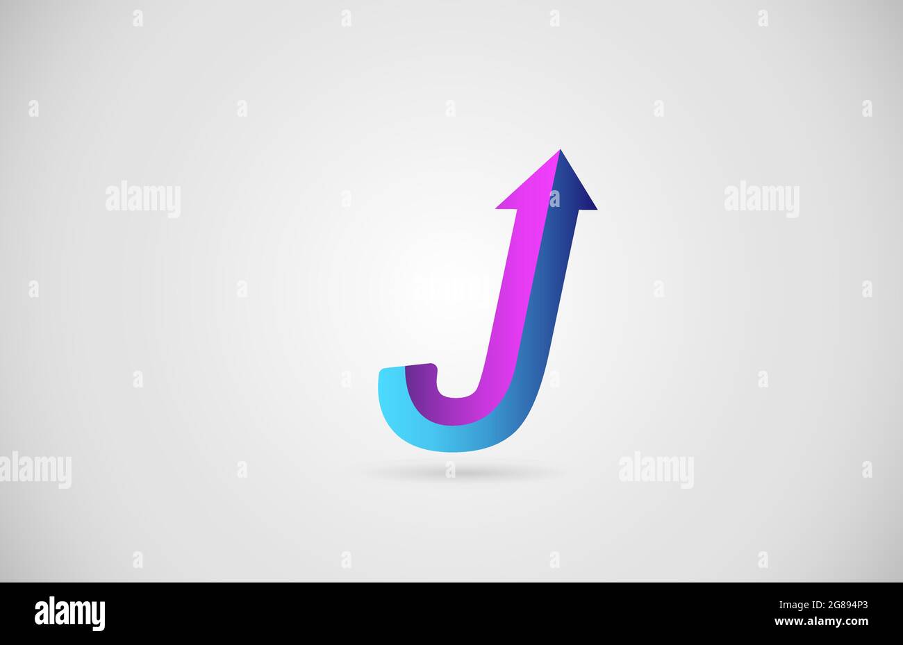 J arrow alphabet letter logo for business and company in blue and pink ...