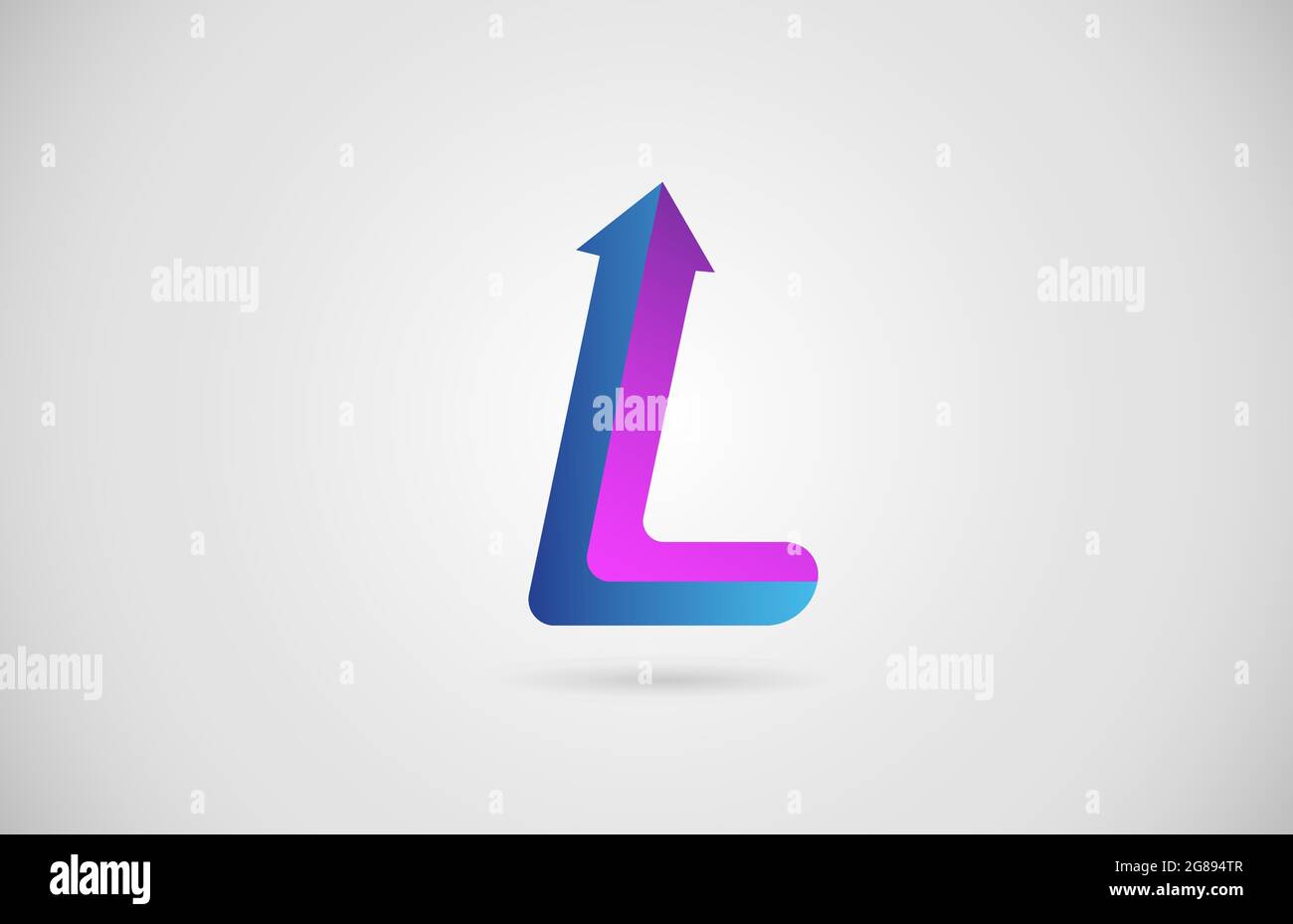 L arrow alphabet letter logo for business and company in blue and pink ...