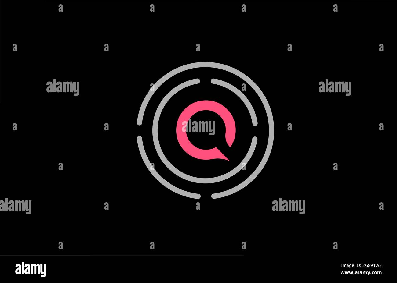 Q letter design with pink colour and circles. Alphabet logo design ...