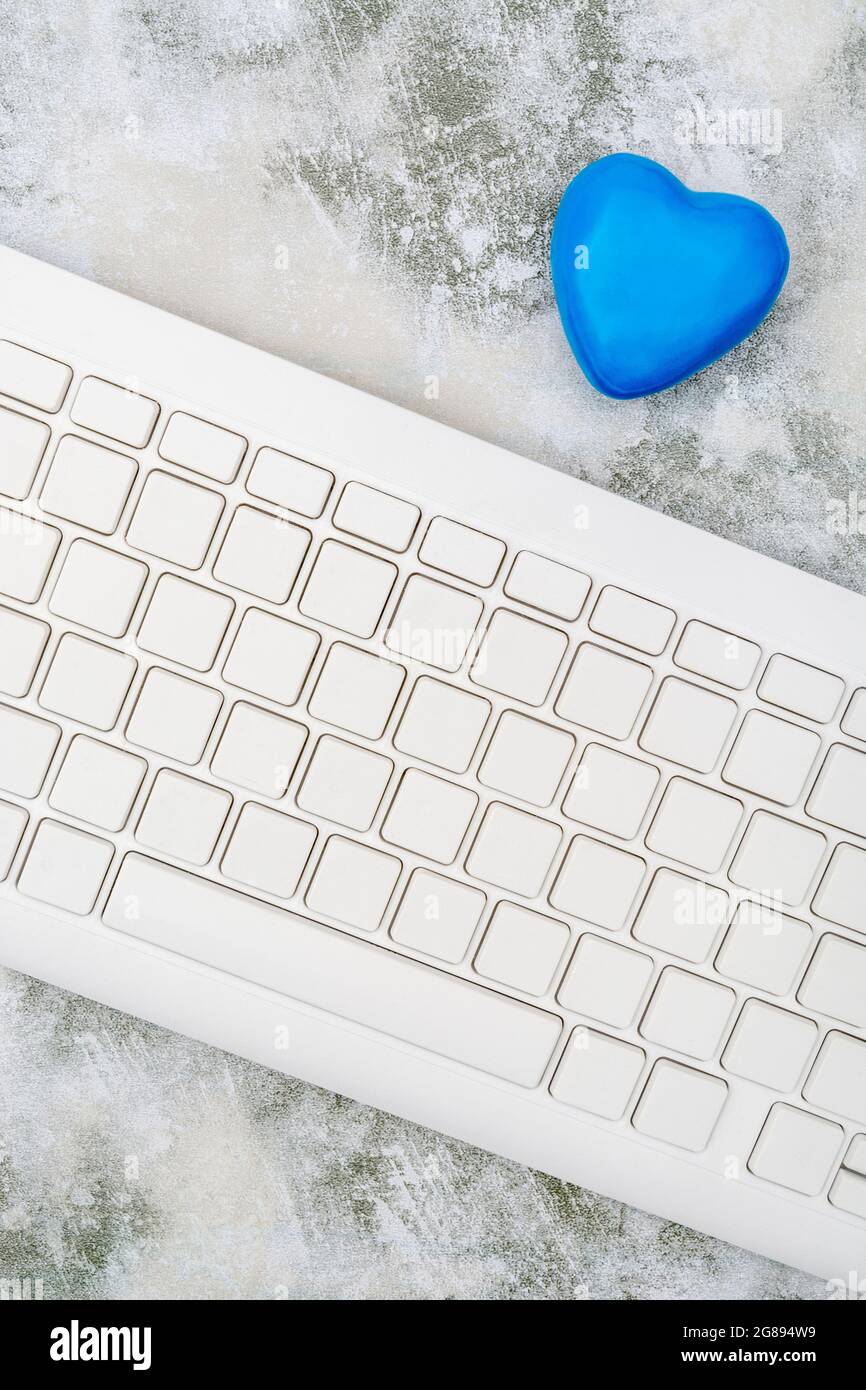 Blue heart + white Qwerty keyboard for Blue Monday, feeling gloomy ...