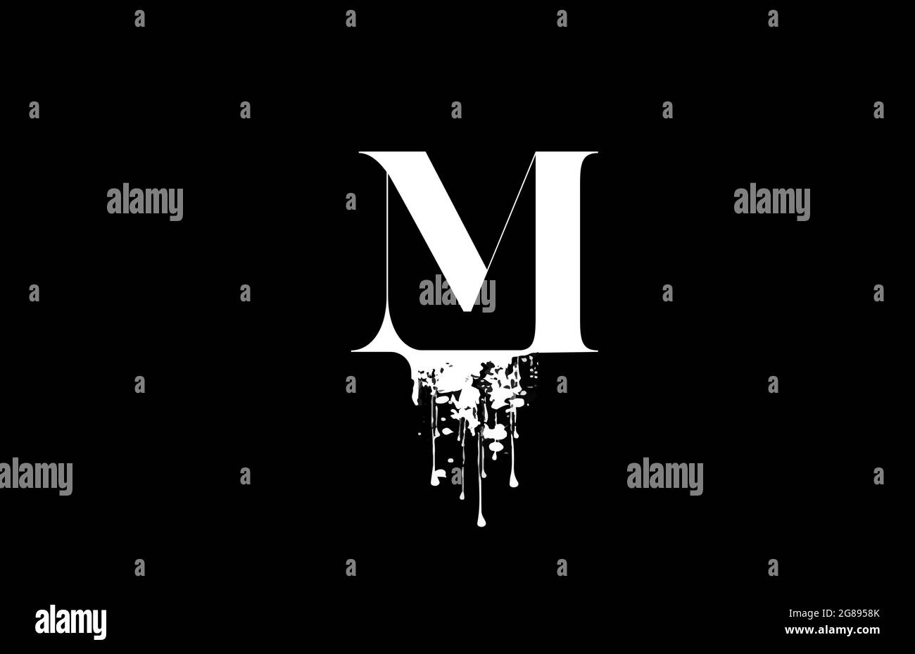 M alphabet letter logo for business and company with white color ink ...