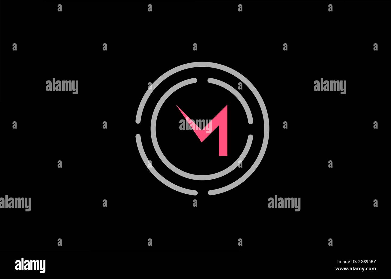 M letter design with pink colour and circles. Alphabet logo design ...