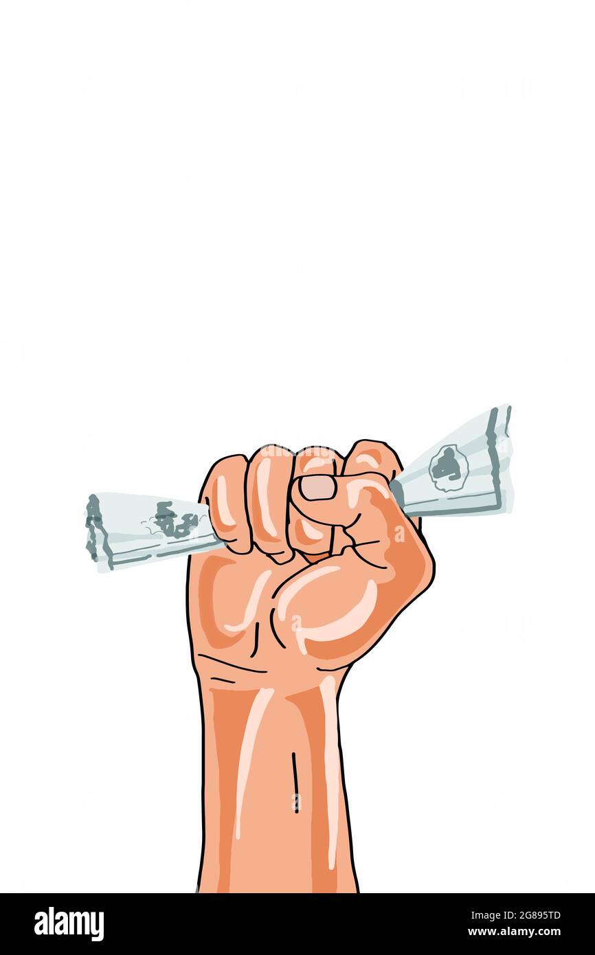 man , human hand holding the money illustration drawing Stock Photo - Alamy