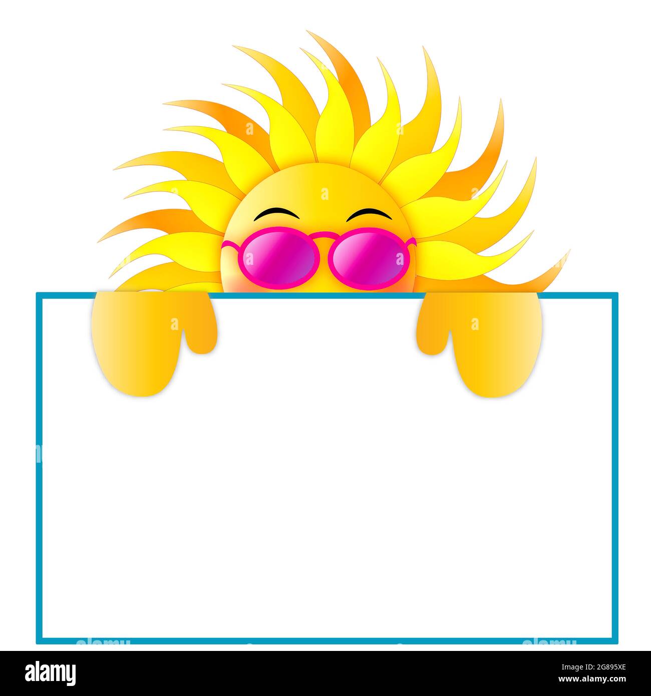 Bright sun wearing sunglasses and holding sign for personalization ...