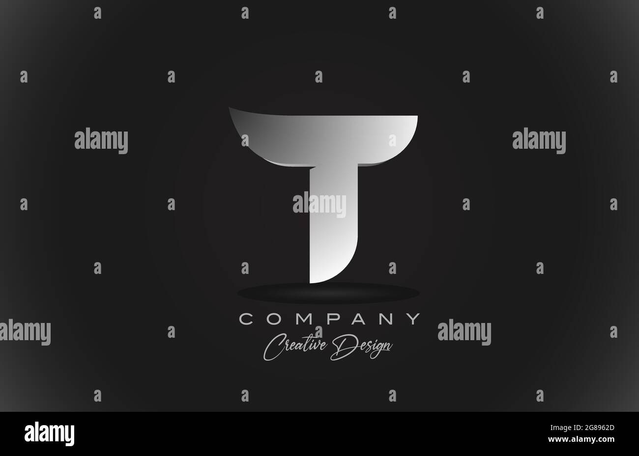 T white gradient alphabet letter logo icon with black background ...
