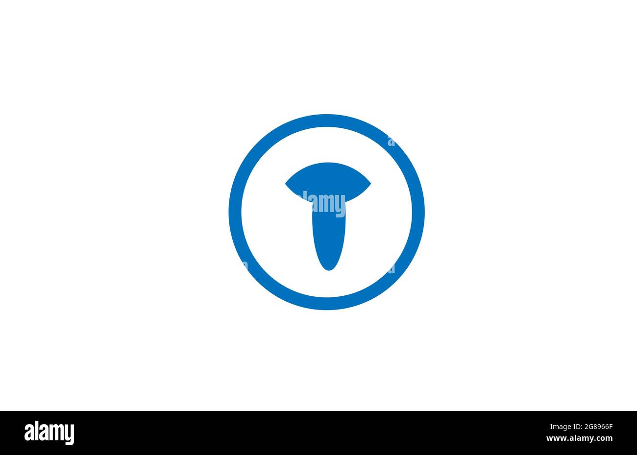 blue T alphabet letter logo icon. Circle design for company and ...