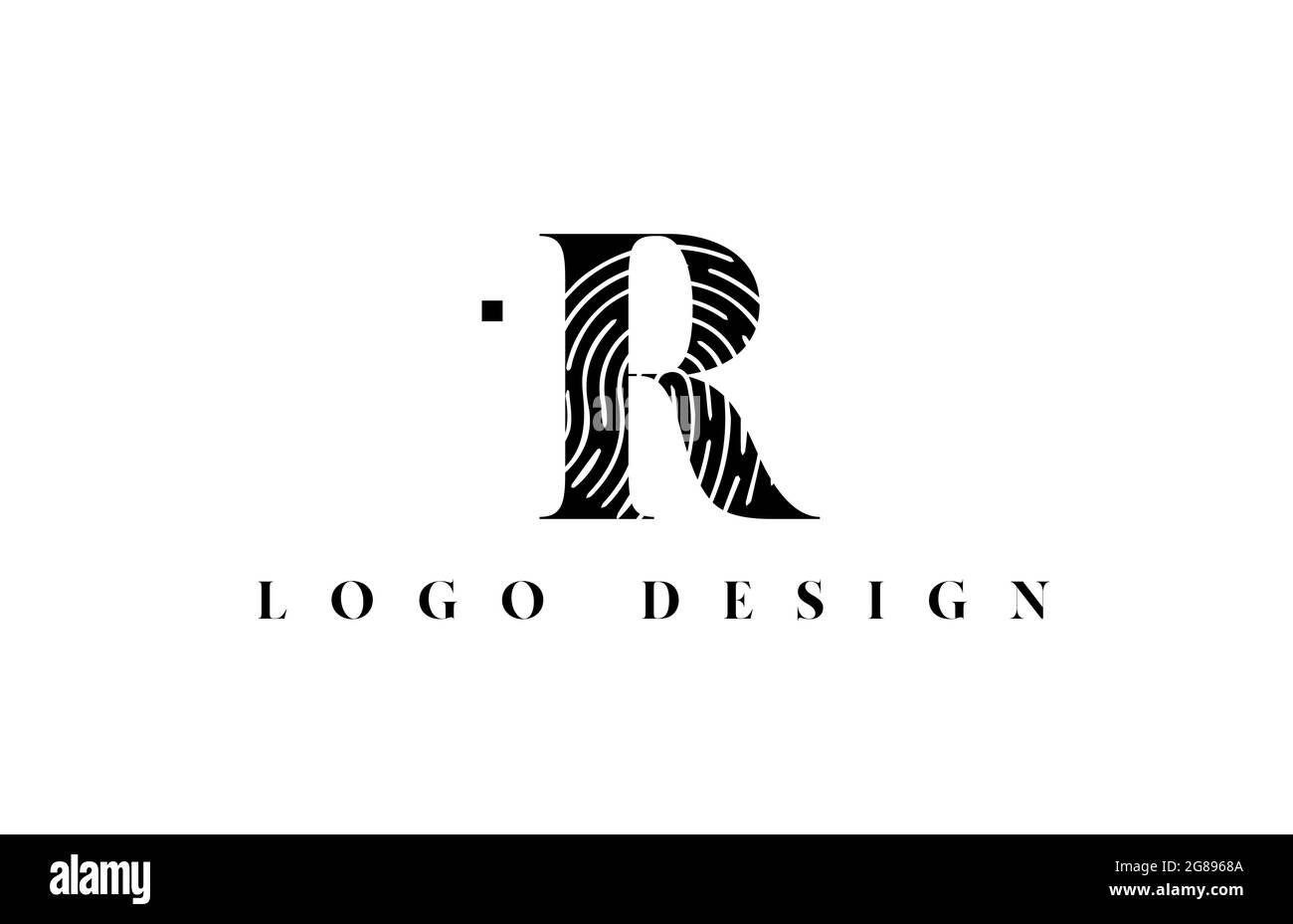 black and white R alphabet letter logo icon. Pattern design for company ...