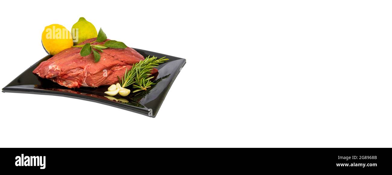 Raw meat dish white background, banner image with copy space Stock ...