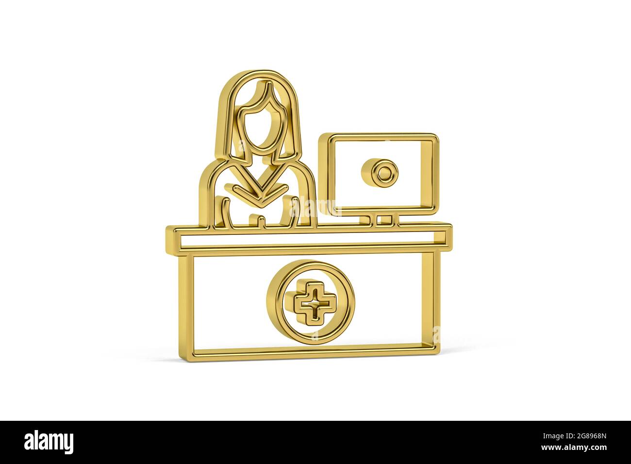 Golden 3d pharmacist icon isolated on white background - 3D render ...