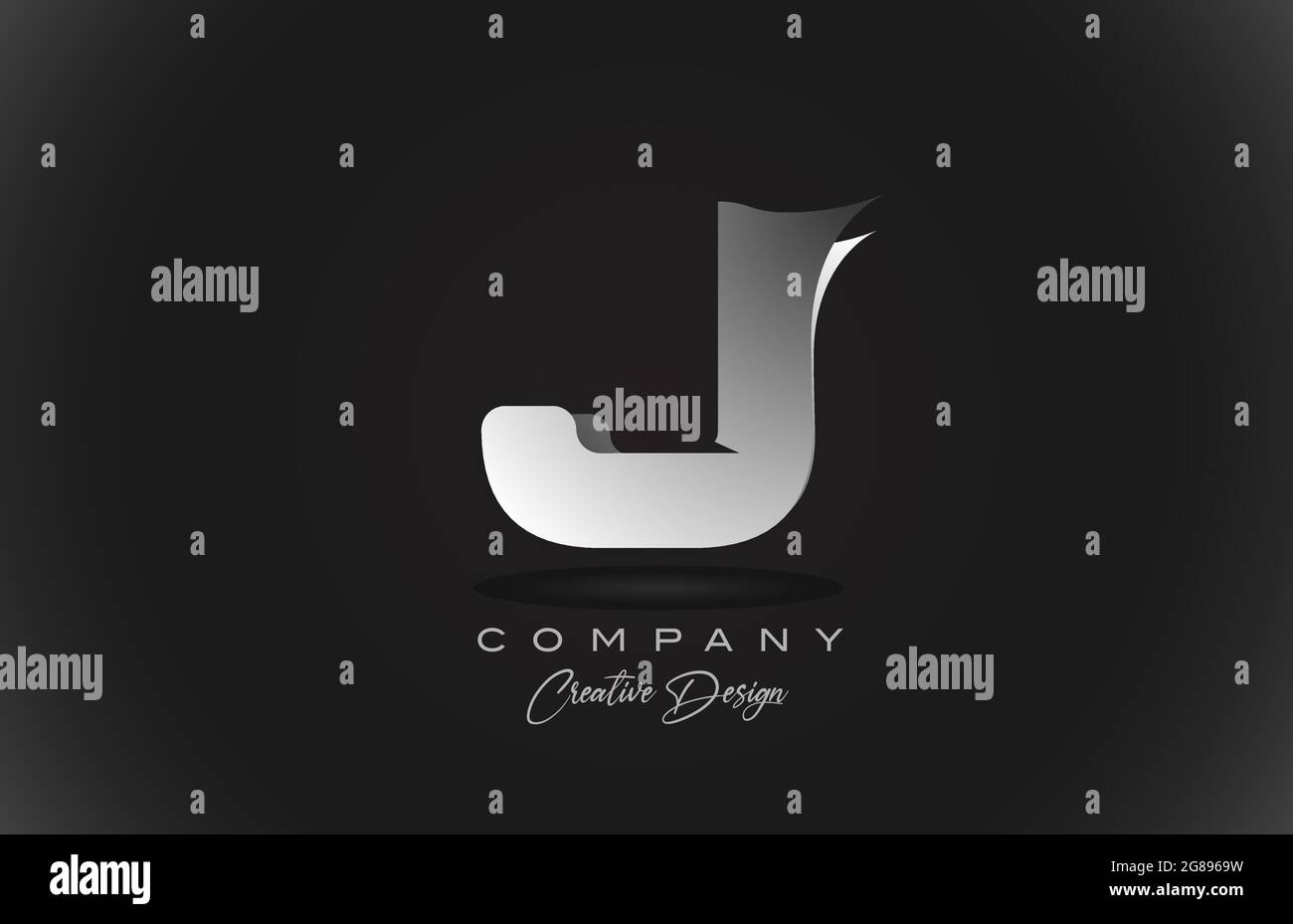 J white gradient alphabet letter logo icon with black background ...