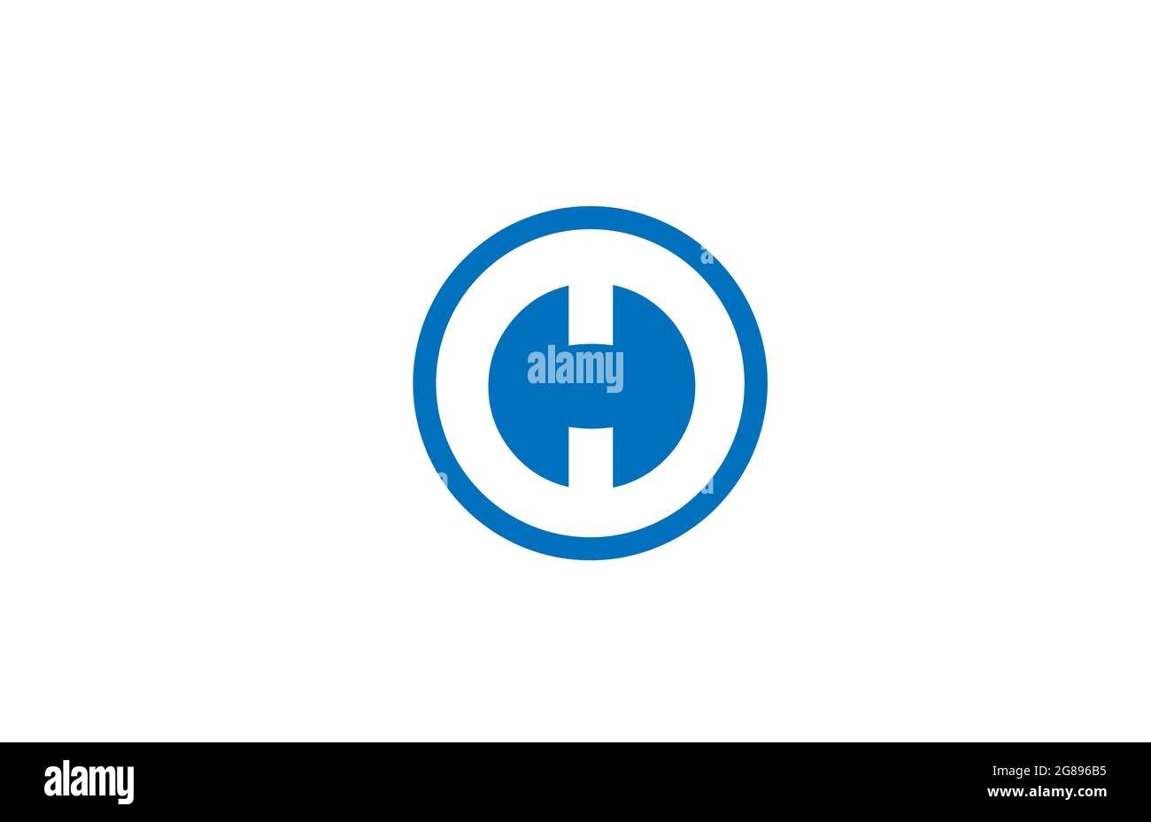 blue H alphabet letter logo icon. Circle design for company and ...