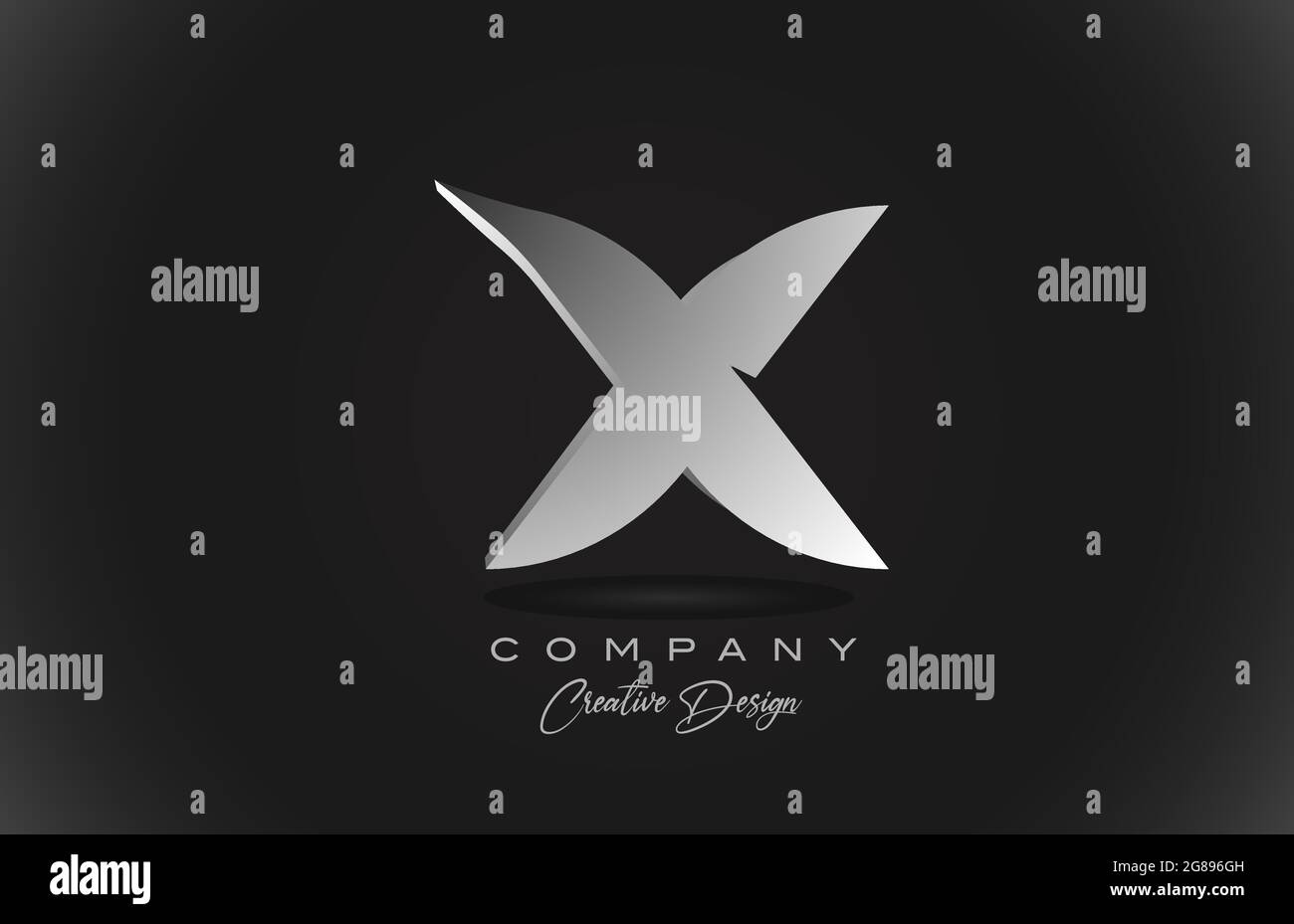 X white gradient alphabet letter logo icon with black background ...