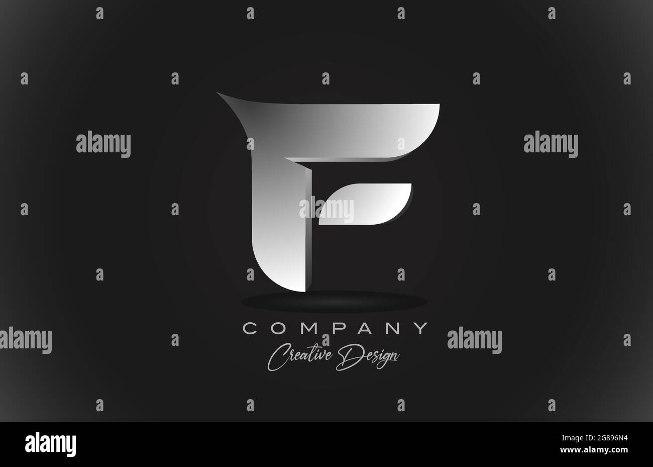 F white gradient alphabet letter logo icon with black background ...