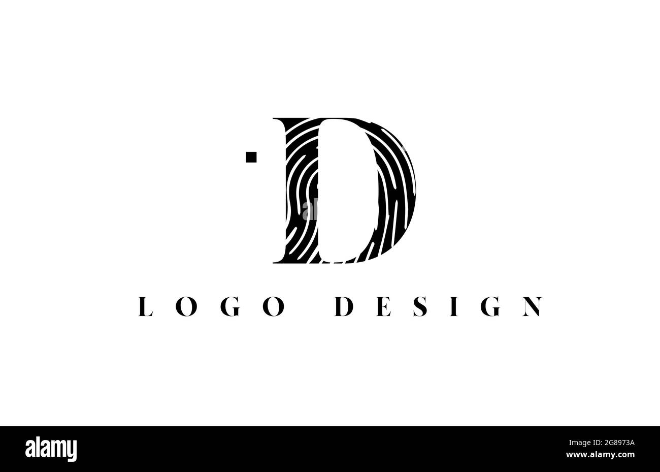 black and white D alphabet letter logo icon. Pattern design for company ...