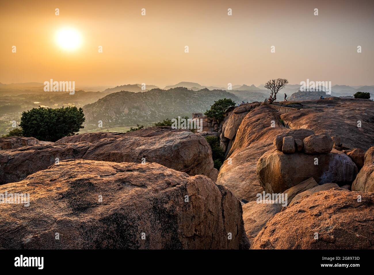 Hampi, Karnataka, India - January 15, 2020 : Sunset view of Kishkinda ...