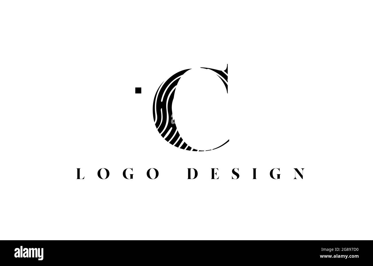 black and white C alphabet letter logo icon. Pattern design for company ...