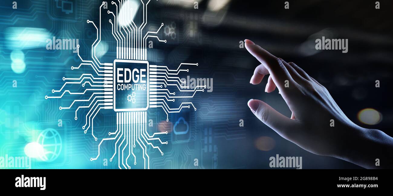 Edge computing modern IT technology on virtual screen concept Stock ...