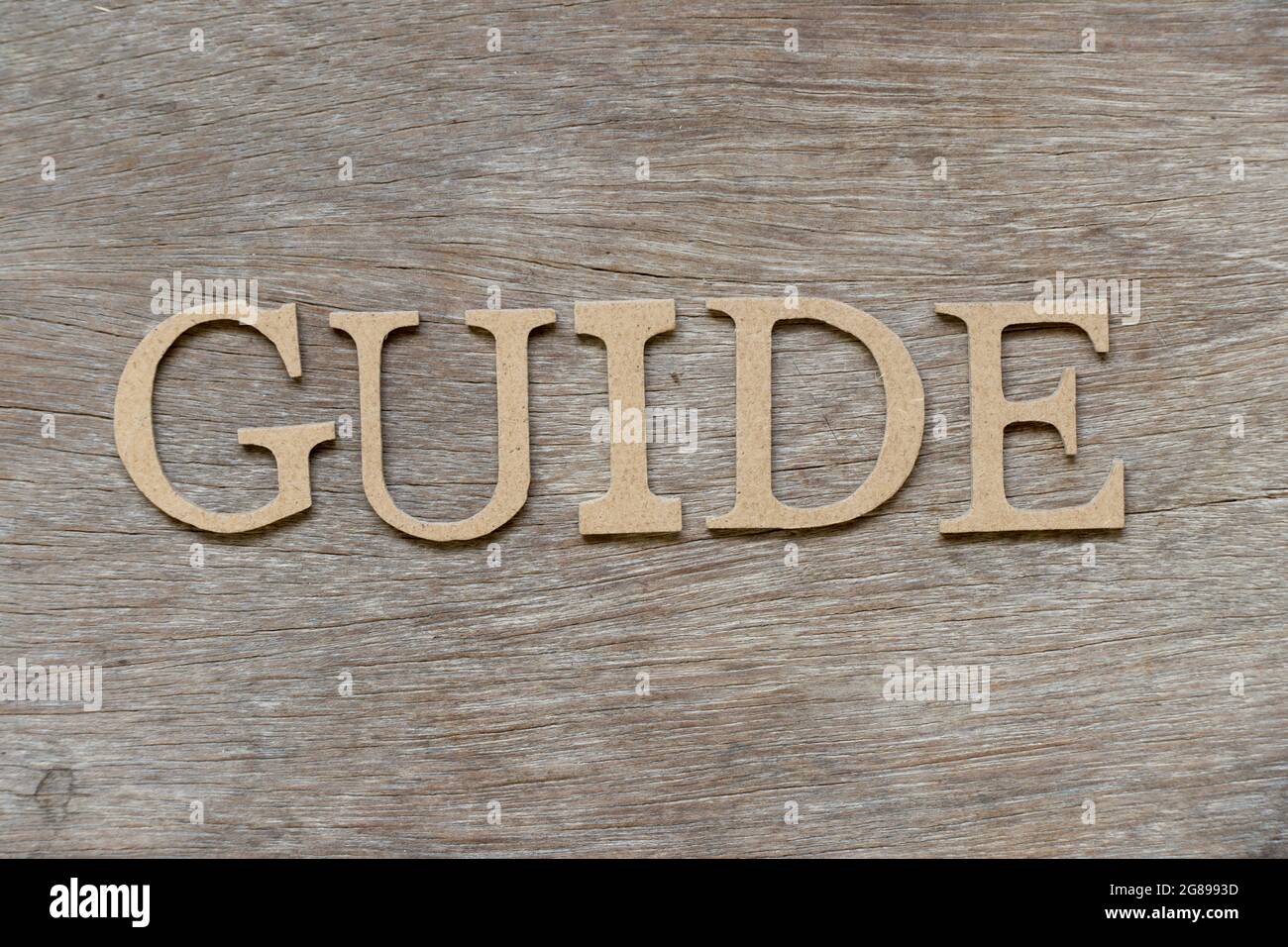 Alphabet letter in word guide on wood background Stock Photo - Alamy