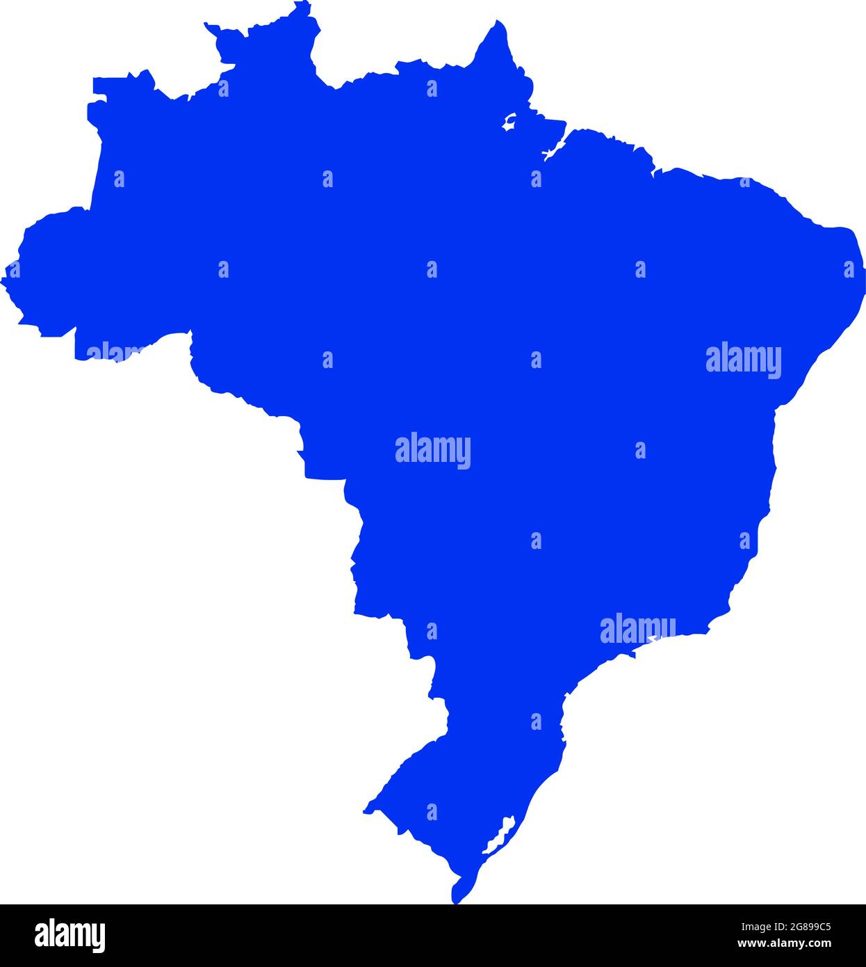 Blue colored Brazil outline map. Political brazilian map. Vector ...