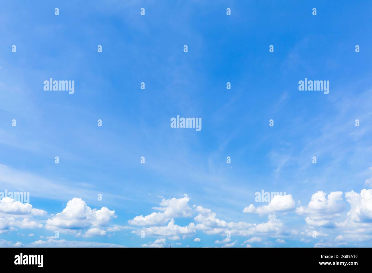 Blue brigt beautiful and clean sky in sunny day with group of soft ...