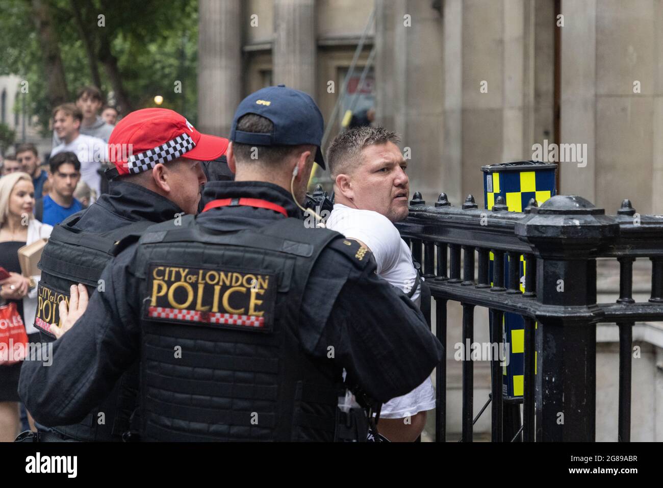 A fan is arrested during the England vs Italy Euro 2020 final ...