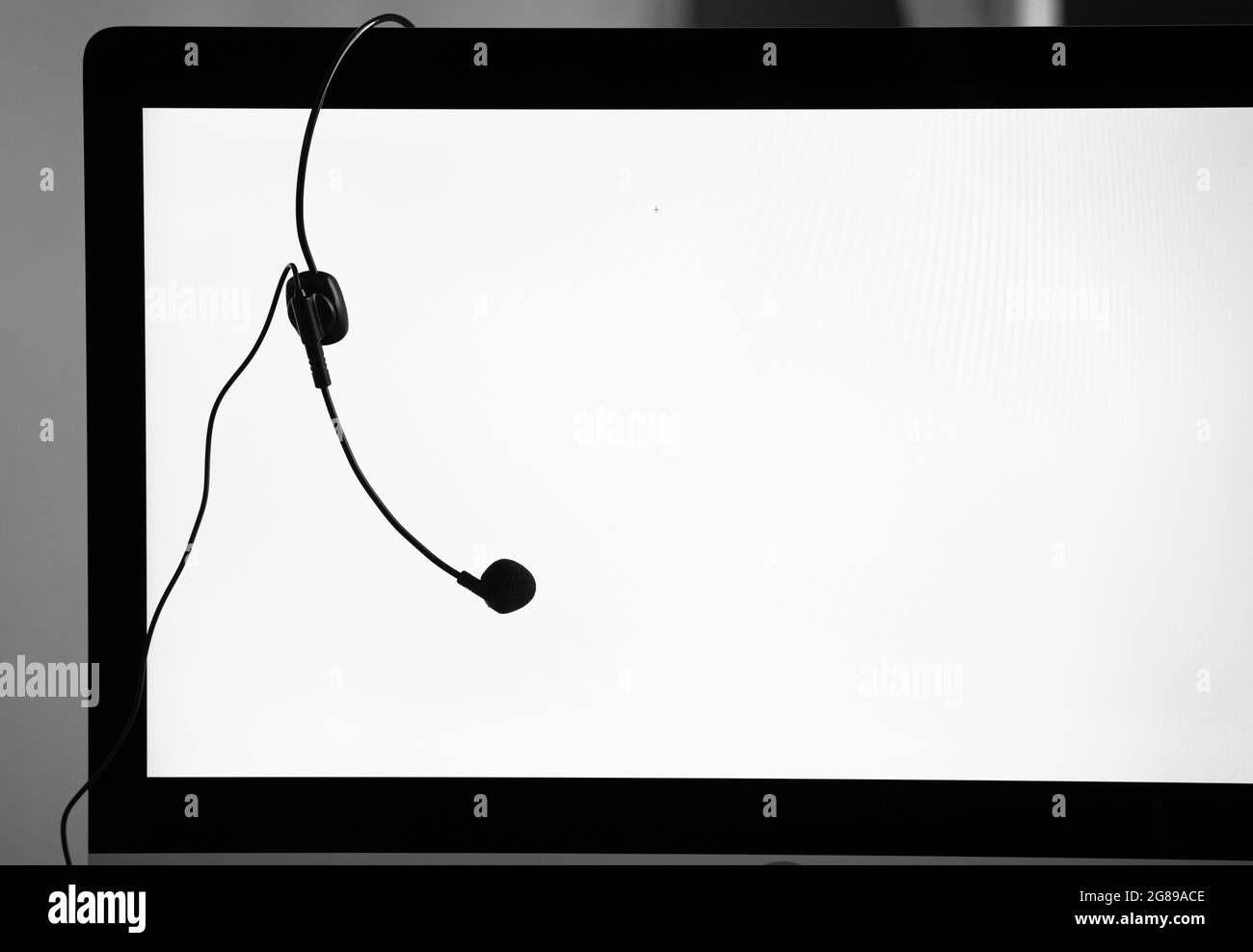 Headphone with mic Black and White Stock Photos & Images - Alamy