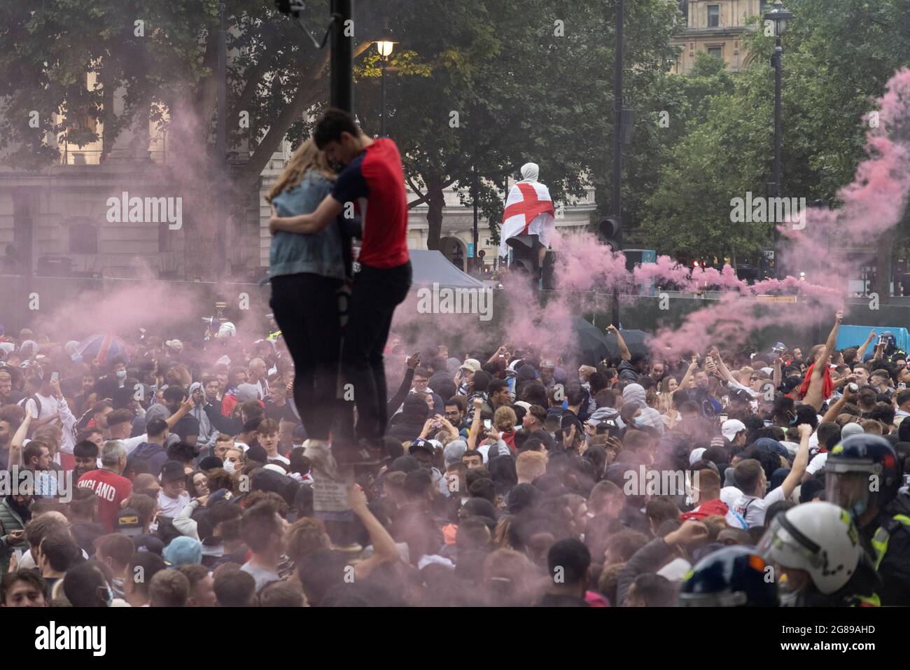Crowd of English fans outside fan zone during the England vs Italy Euro ...