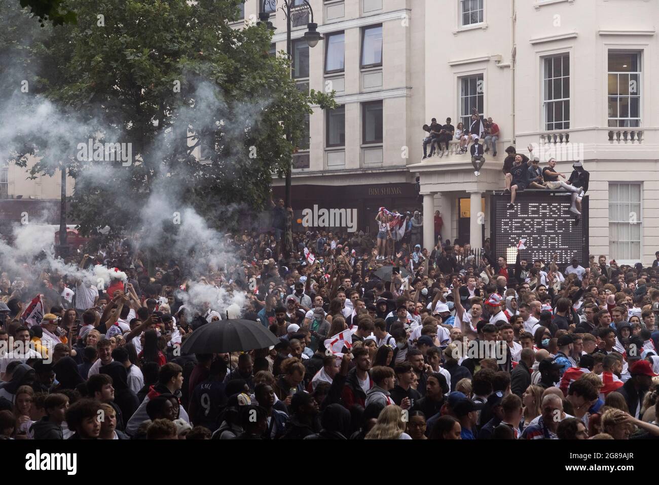 Crowd of English fans outside fan zone during the England vs Italy Euro ...