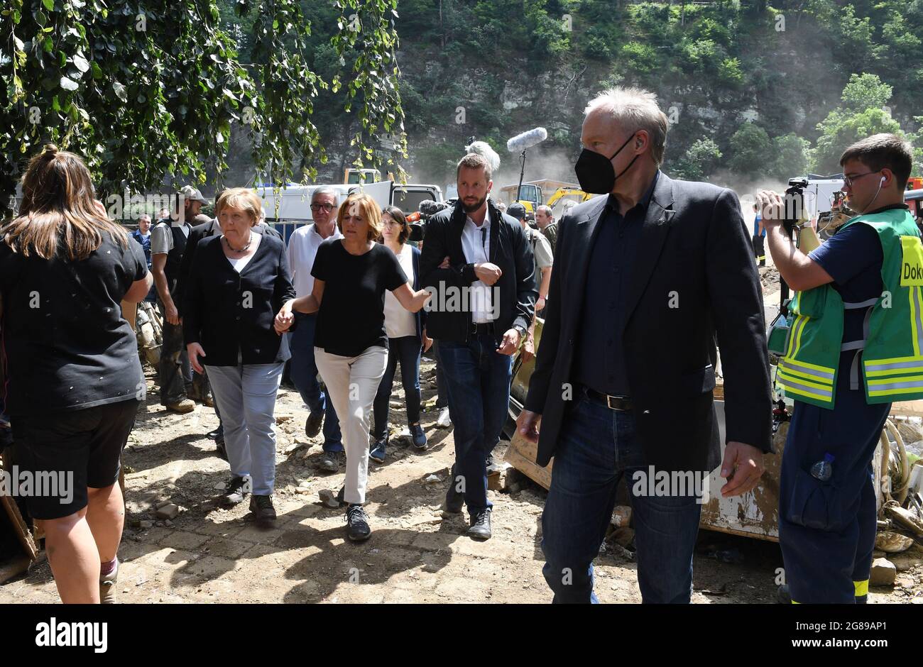 Schuld, Germany. 18th July, 2021. German Chancellor Angela Merkel (2nd ...
