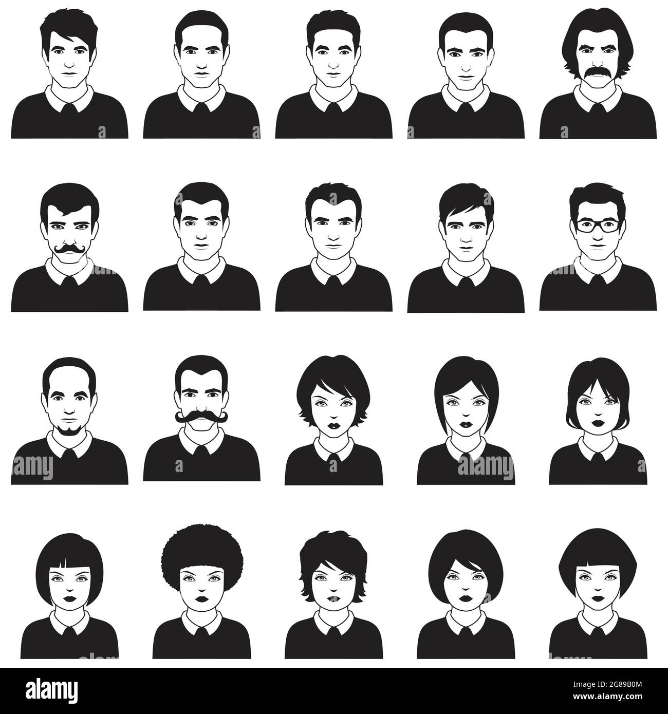 vector flat people face, avatar icon, cartoon character Stock Vector ...