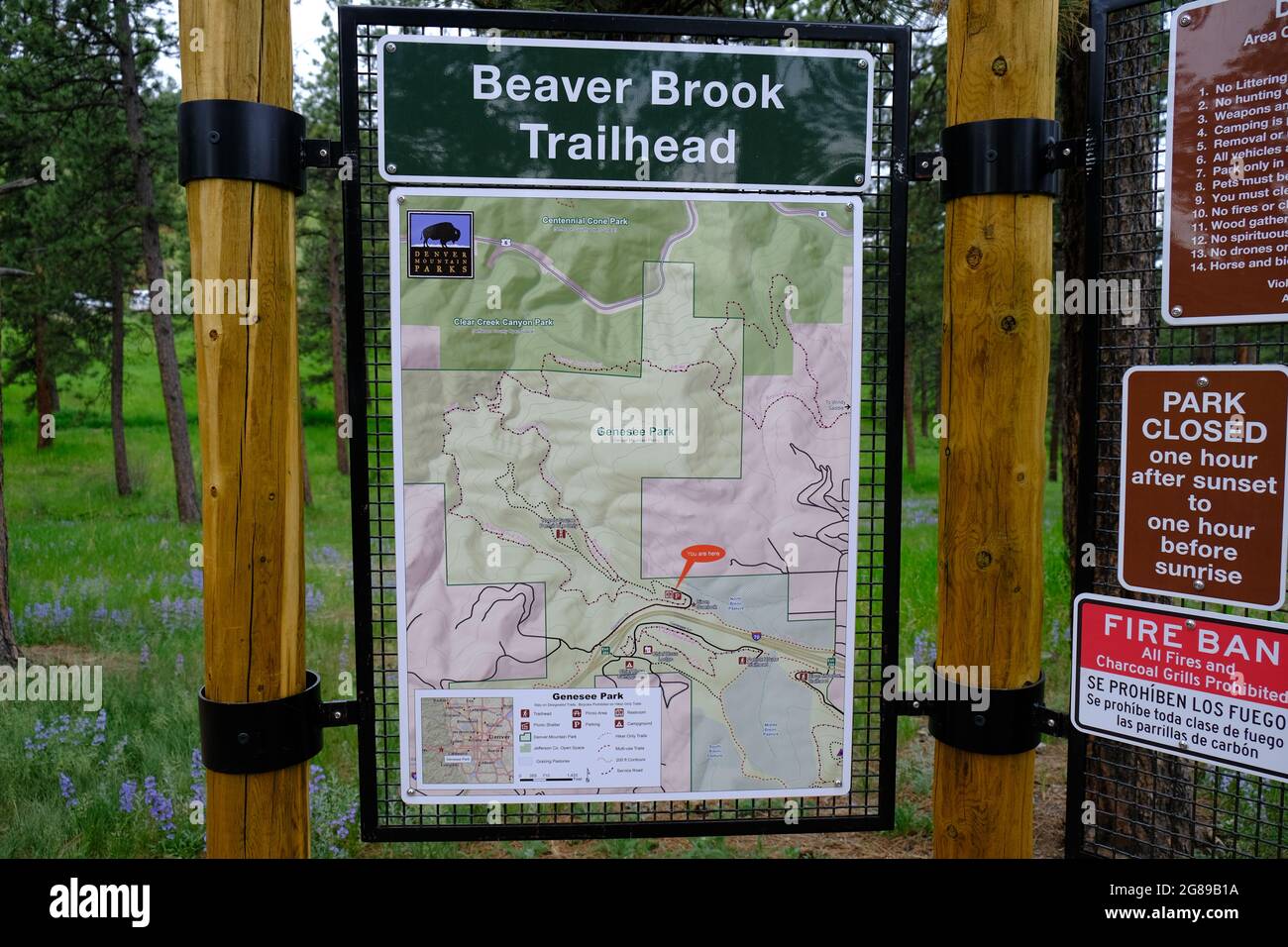 Beaver Brook Trailhead Sign in Colorado Stock Photo - Alamy