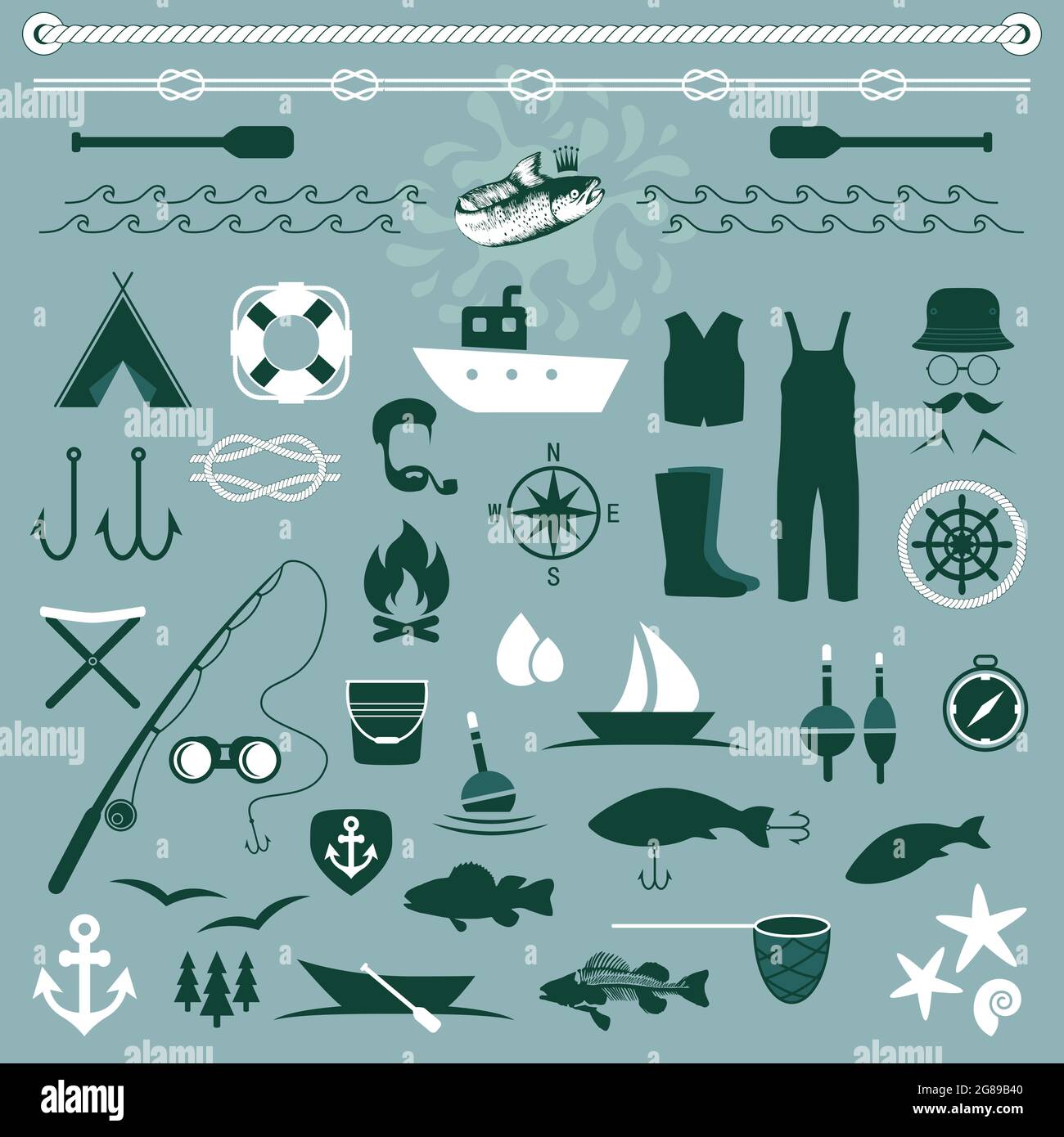 Fish icons in set hi-res stock photography and images - Alamy
